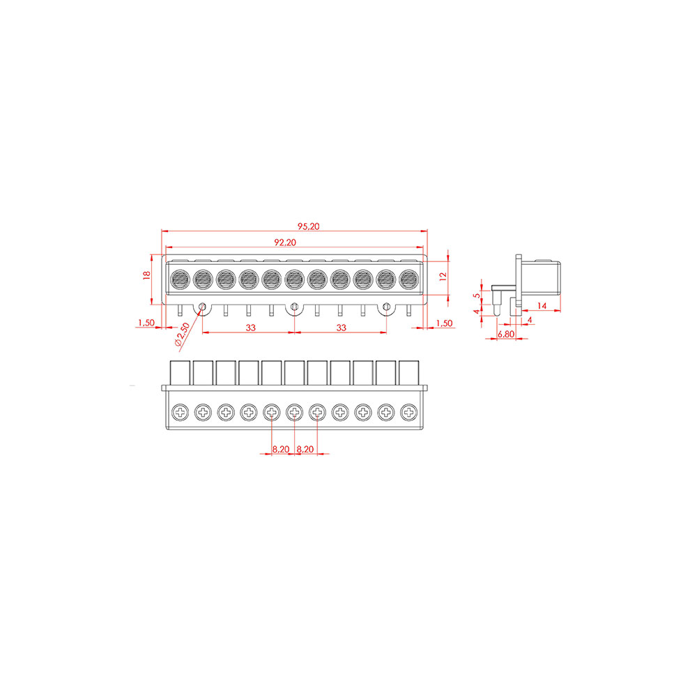Conector Linear 11 vias Preto Invertido 7090 – Steel Componentes